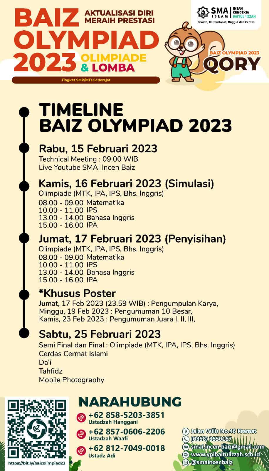 PENGUMUMAN BAIZ OLYMPIAD 2023 - YPI Baitul Izzah